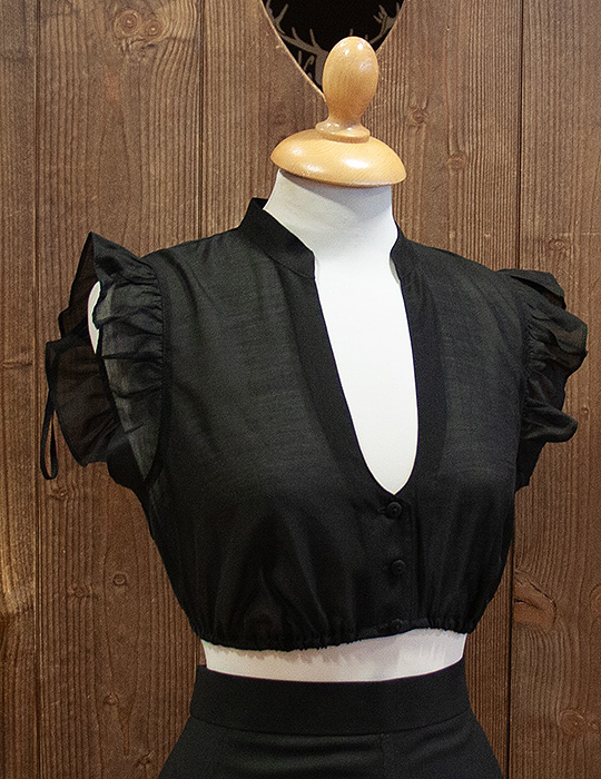 Dirndlbluse Ruby, schwarz mit Flügelärmel, Wenger 5040300-15010